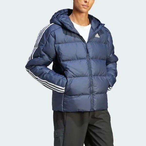Adidas Midweight Down Hooded Jacket - Blue