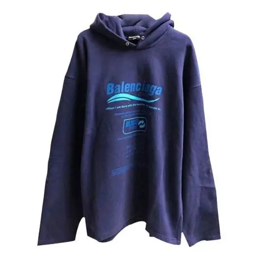 Balenciaga Dry Cleaning Logo Hoodie - Blue