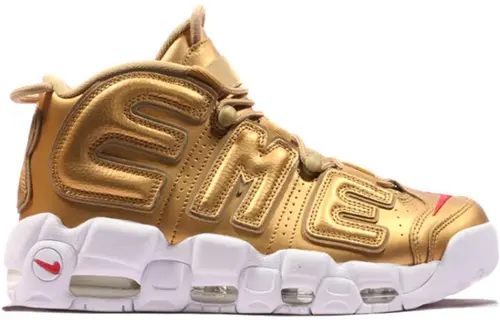 Nike X Supreme Air More Uptempo "metallic Gold - White/gold