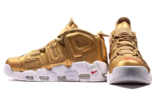 Nike X Supreme Air More Uptempo "metallic Gold - White/gold