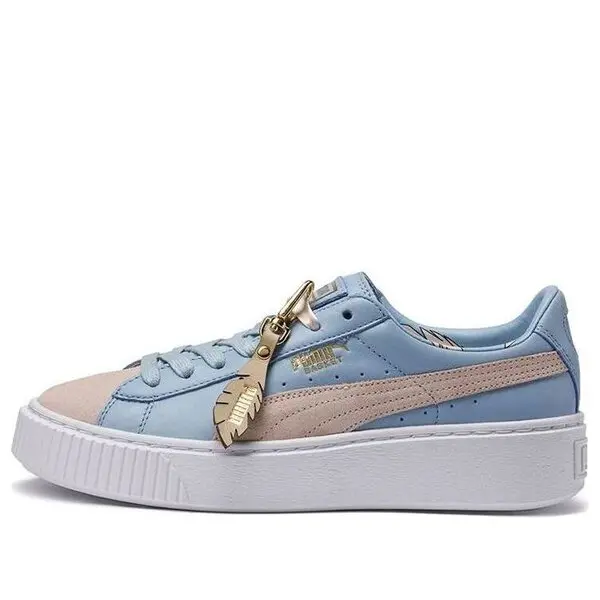 PUMA Basket Platform Coach Sneakers - White/blue/brown