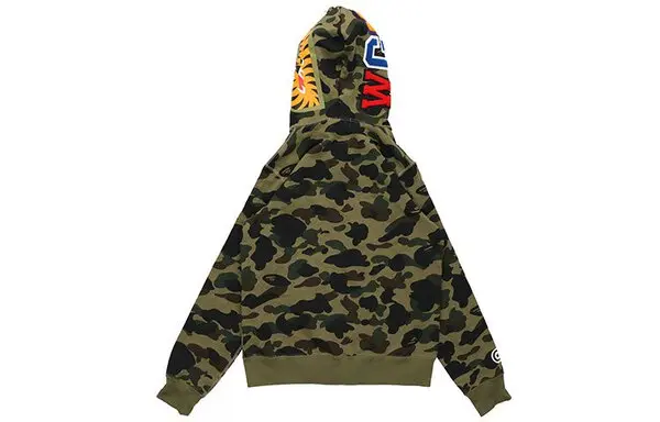 A BATHING APE Camouflage Shark Full Zip Hoodie - Green