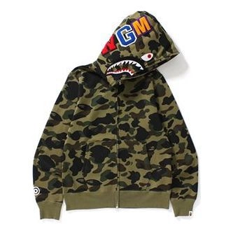 A BATHING APE Camouflage Shark Full Zip Hoodie - Green