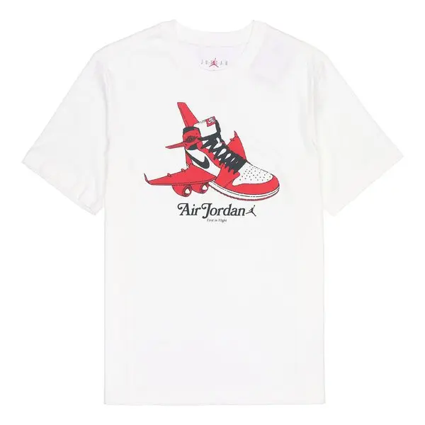 JORDAN Shoe Alphabet Printing Round Neck Short Sleeve White - Default Color