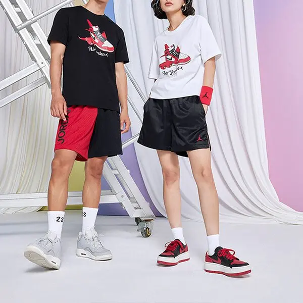 JORDAN Shoe Alphabet Printing Round Neck Short Sleeve White - Default Color