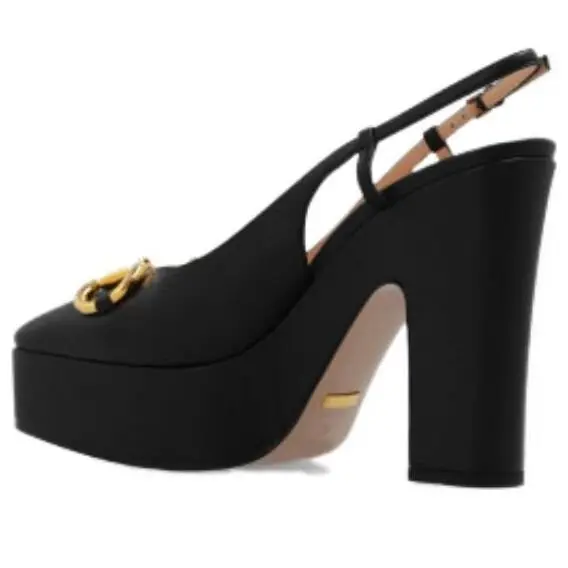 Gucci Leather High Heel Pumps With Horsebit Detail - Black