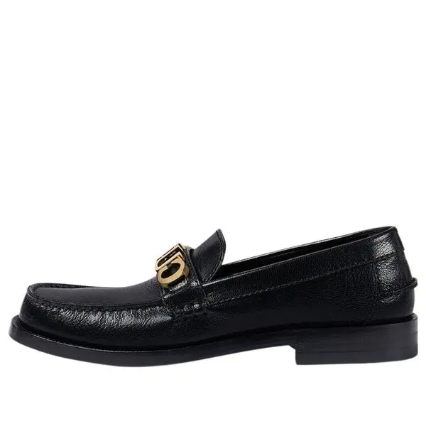 Gucci Leather Loafer With Gold Tone Detailing - Black