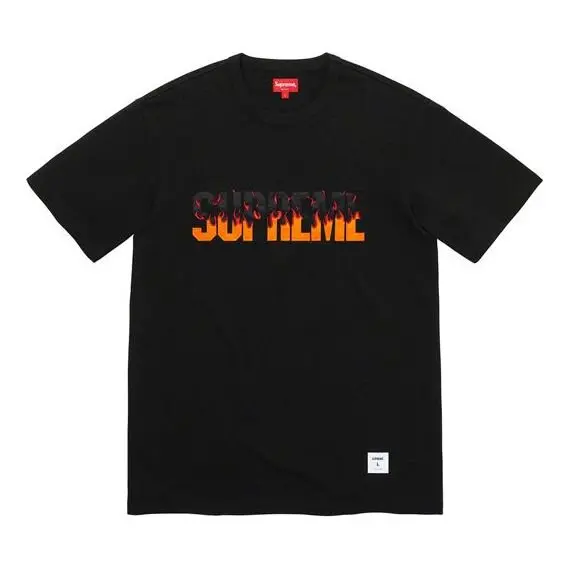 Supreme Fw19 Flame Logo Short Sleeve Tee - Black