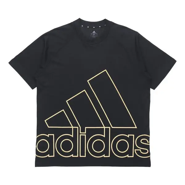 Adidas U Big Logo T Sports Stylish Printing Round Neck Short Sleeve - Black