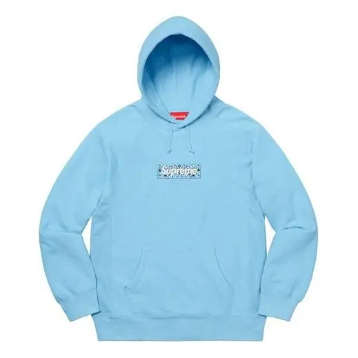 Supreme Bandana Box Logo Hooded Sweatshirt - Light Blue