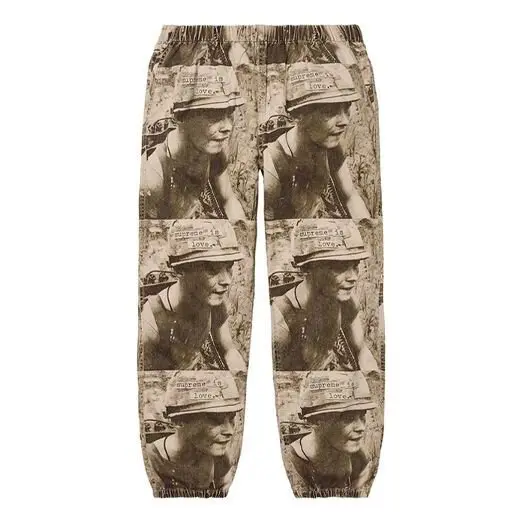 Supreme Is Love" Print Skate Pants - Grey