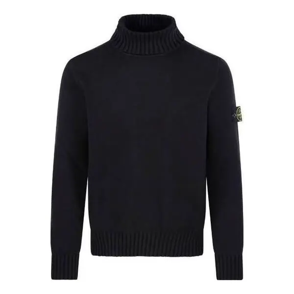 Stone Island Logo Patch Turtleneck Sweater - Black