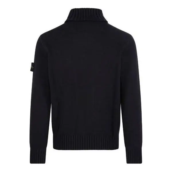 Stone Island Logo Patch Turtleneck Sweater - Black