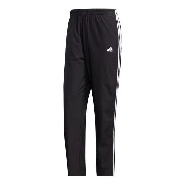 Adidas Side Three Stripes Elastic Waistband Straight Casual Sports Pants Black - Default Colorway