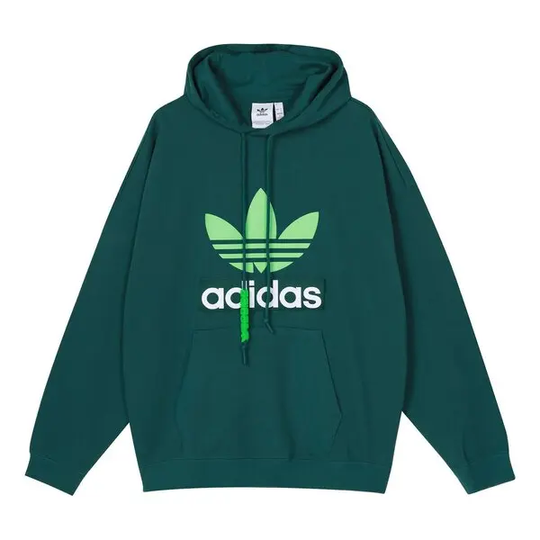 Adidas Originals Contrasting Logo Hoodie - Green