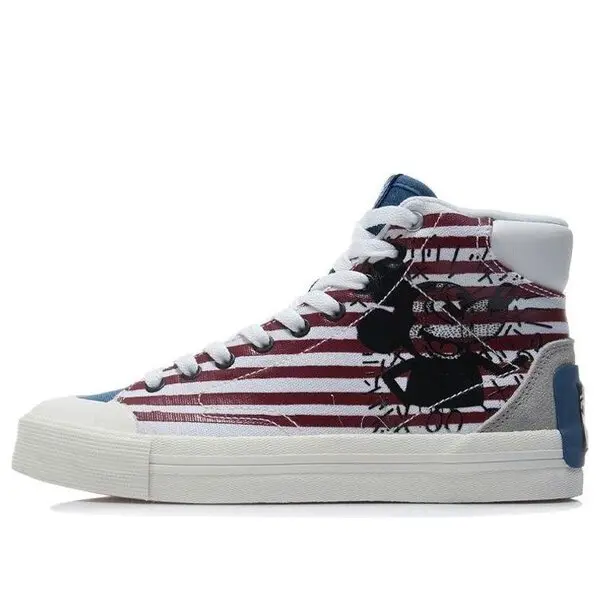 LI-NING X Keith Haring X Disney Mickey Mouse High Top Skate Shoes - White/blue/red