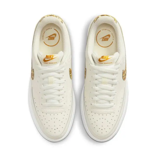 Nike Court Vision Alta Low "phantom Leopard" Sneakers - White/yellow