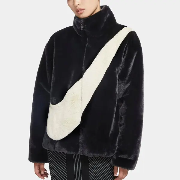 Nike Lambswool Stand Collar Jacket - Black/fossil