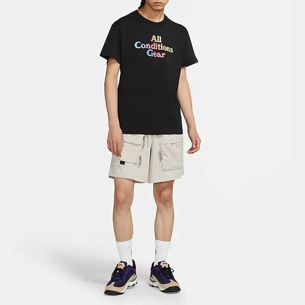 Nike Gradient Multi-color Alphabet Printing Short Sleeve - Black