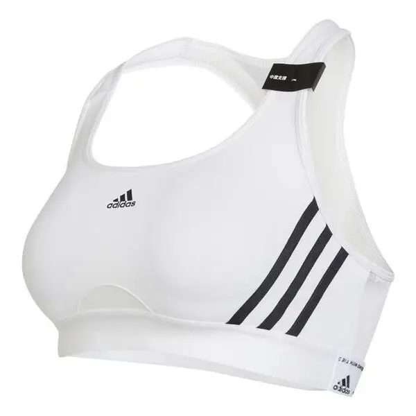 Adidas Powerreact Training Medium Support 3-stripes Bra Asia Sizing 'white Black