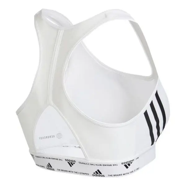 Adidas Powerreact Training Medium Support 3-stripes Bra Asia Sizing 'white Black
