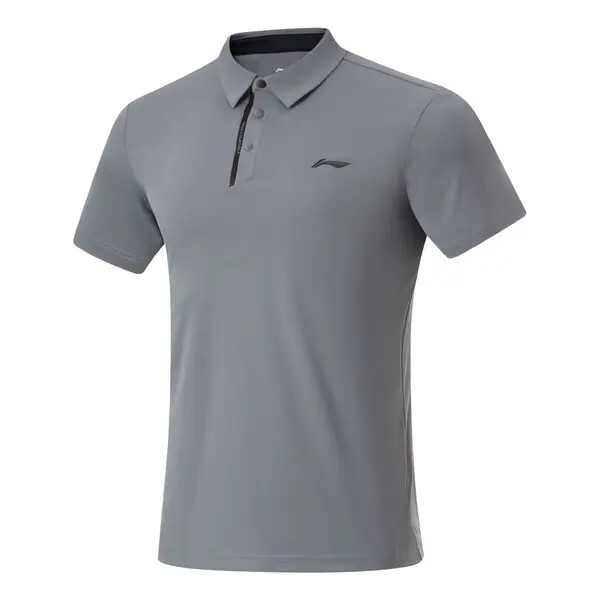 LI-NING Logo Training Polo Shirt - Grey