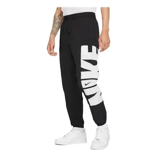 Nike Logo Printing Training Woven Breathable Bundle Feet Sports Pants/trousers/joggers Black - Default Color