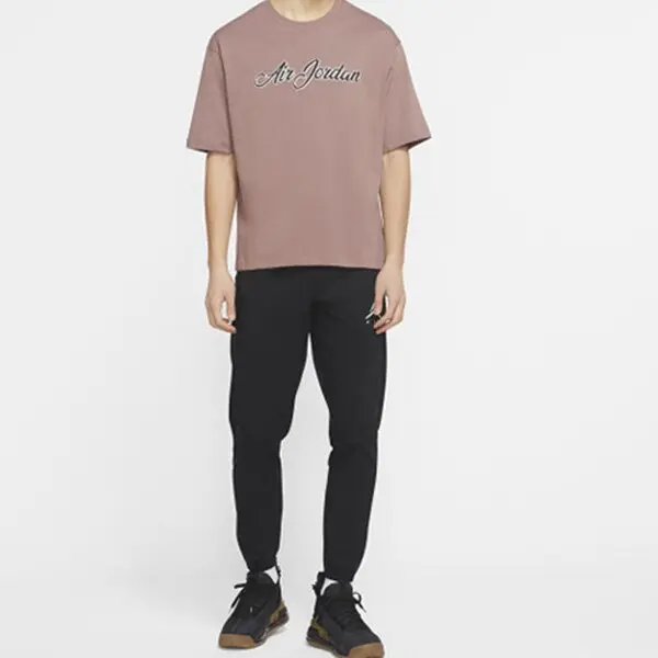 JORDAN Remastered Logo Embroidered Round Neck Short Sleeve Purple Gray - Purplegray