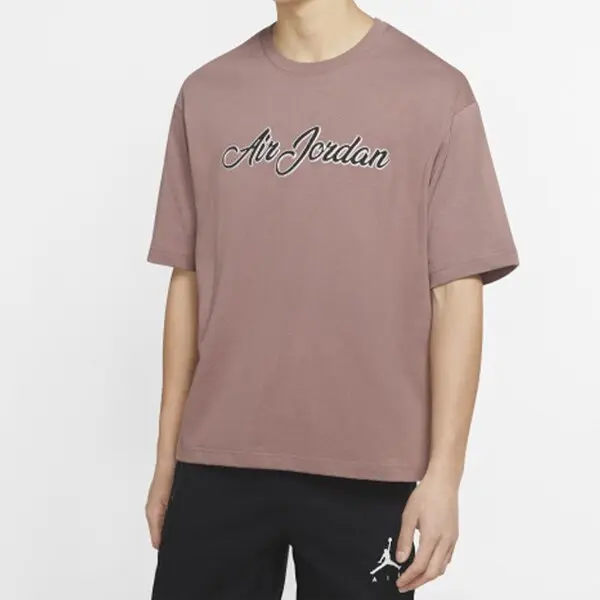 JORDAN Remastered Logo Embroidered Round Neck Short Sleeve Purple Gray - Purplegray