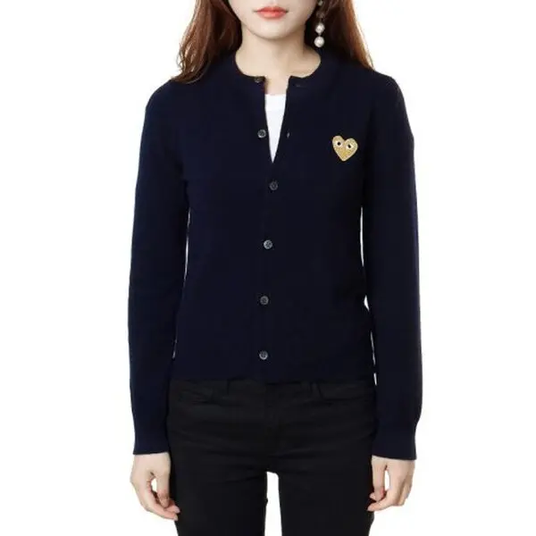 Play Comme Des Garcon Cardigan With Gold Emblem