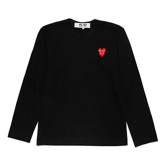 Play Comme Des Garcon Long Sleeve T-shirt Red Family Heart - Black