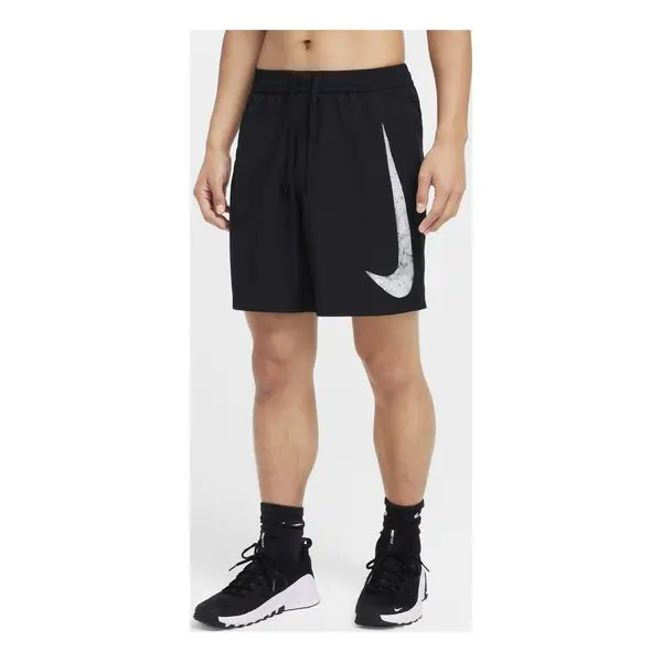 Nike Dri-fit 7" Shorts With Swoosh Graphic - Black/white