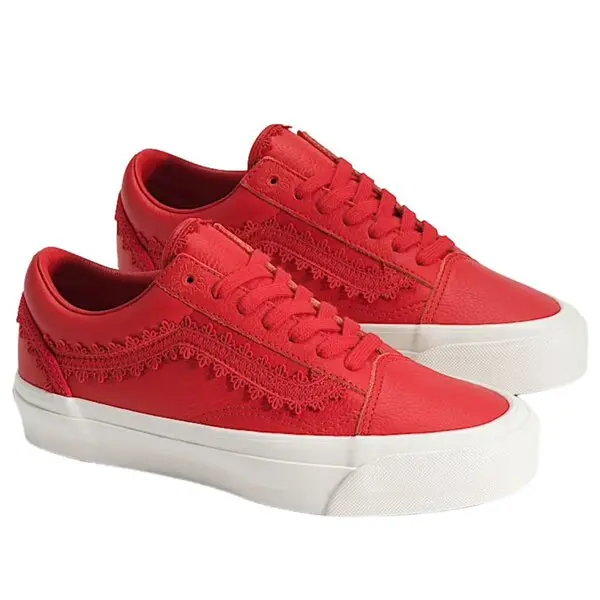 VANS Premium Old Skool Lace Detail Sneakers - Racing Red/white