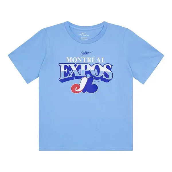 Nike Montreal Expos Cooperstown Collection Rewind Arch T-shirt 'powder - Blue