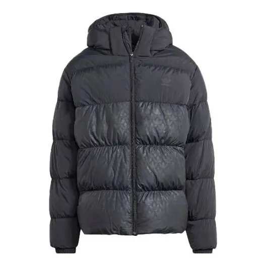 Adidas Originals Down Regen Monogram Hooded Puffer Jacket - Black