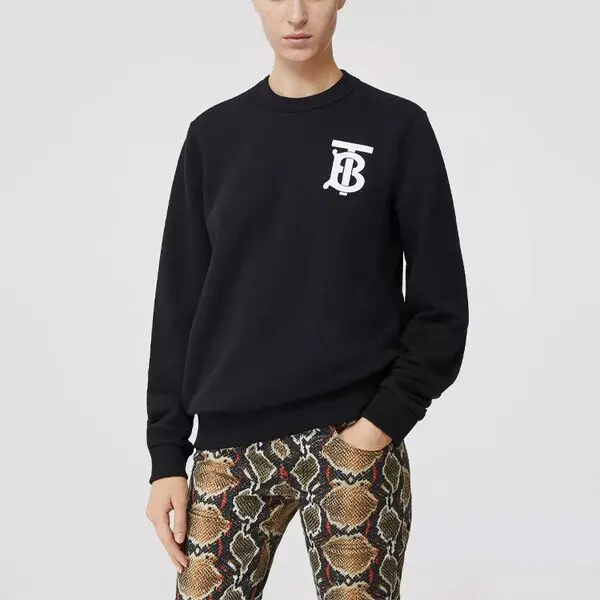 Burberry Round Neck Long Sleeve Pullover - Black