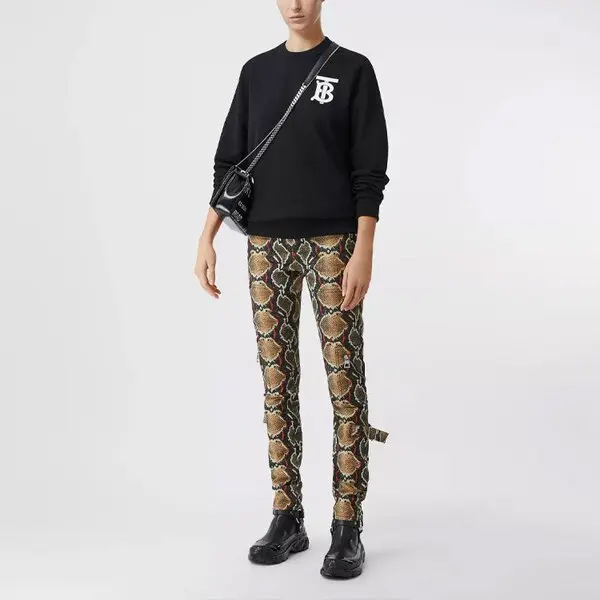 Burberry Round Neck Long Sleeve Pullover - Black