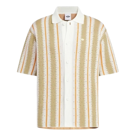 Adidas Resort Crochet Polo Knit 'beige White - Beige/white