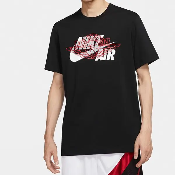 JORDAN Air Wings Round-neck Short-sleeve Tee - Black