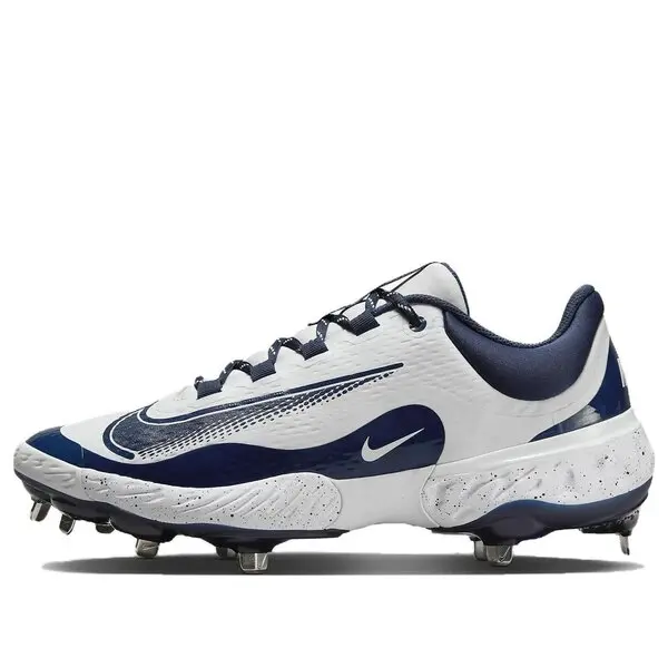 Nike Alpha Huarache Elite 4 Low Athletic Cleats - White/navy
