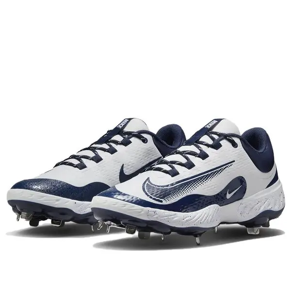 Nike Alpha Huarache Elite 4 Low Athletic Cleats - White/navy