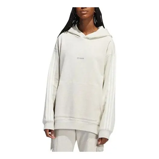 Adidas Ivy Park Reflective Logo Print Pullover Hoodie - Creamy