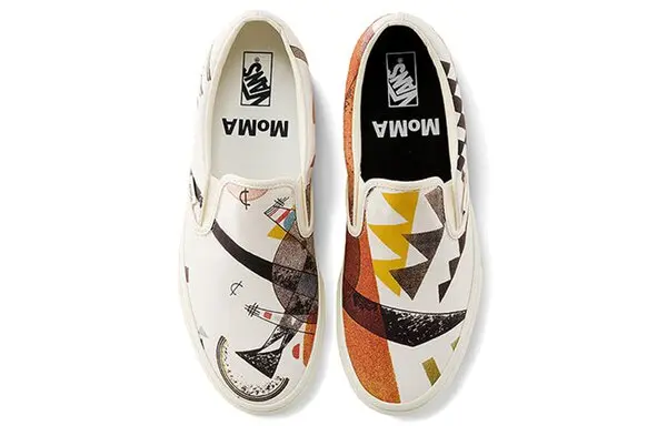 VANS Moma X Classic Slip-on "vasily Kandinsky's Orange" Graphic Printed Slip-on Sneakers - White