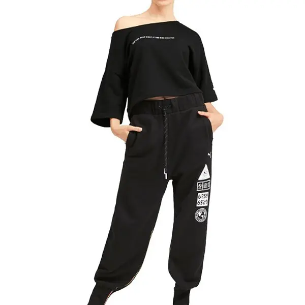 PUMA Printed Round Neck Sweatshirt - Black