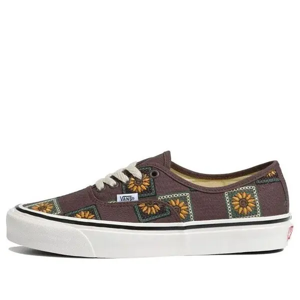VANS Authentic 44 Low Top Sneakers With Embroidered Sunflower Detail - Brown