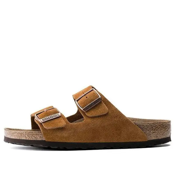 BIRKENSTOCK Arizona Soft Footbed Suede Leather Slides - Brown