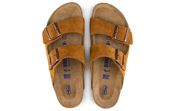 BIRKENSTOCK Arizona Soft Footbed Suede Leather Slides - Brown