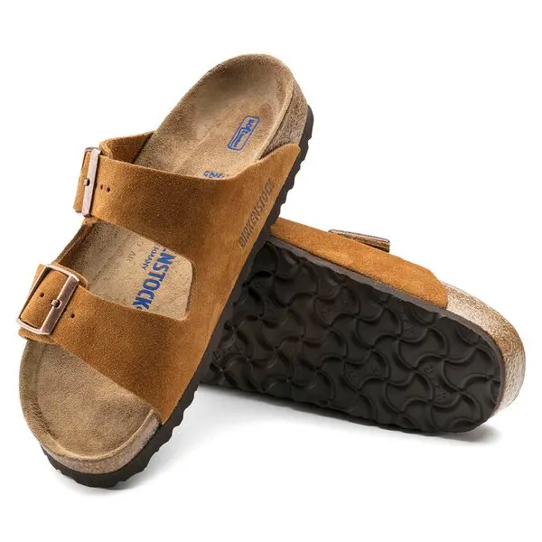 BIRKENSTOCK Arizona Soft Footbed Suede Leather Slides - Brown