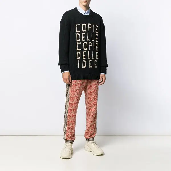 Gucci Houndstooth Cat Print Track Pants - Orange