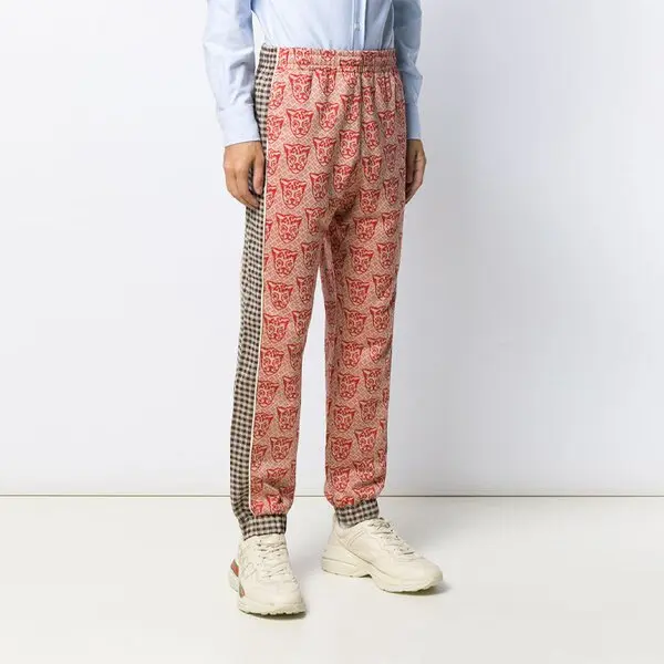 Gucci Houndstooth Cat Print Track Pants - Orange